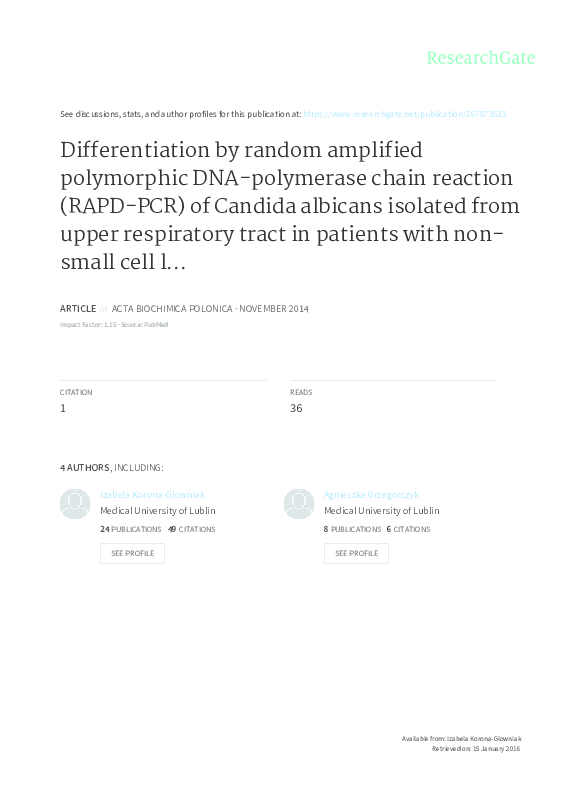(PDF) Differentiation by random amplified polymorphic DNA-polymerase ...