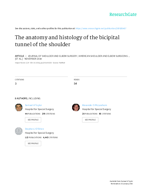 (PDF) The anatomy and histology of the bicipital tunnel of the shoulder ...