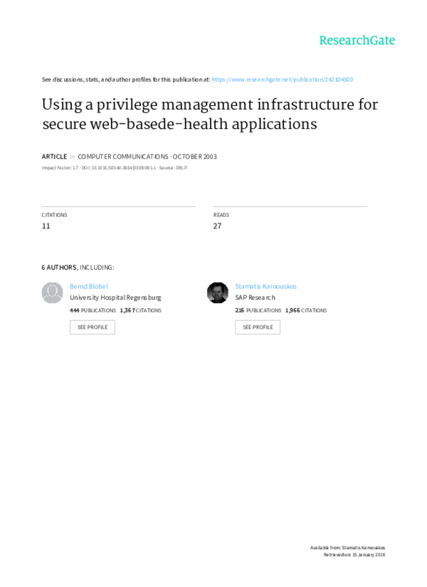 (PDF) Secure E-Health Applications via PMI Framework
