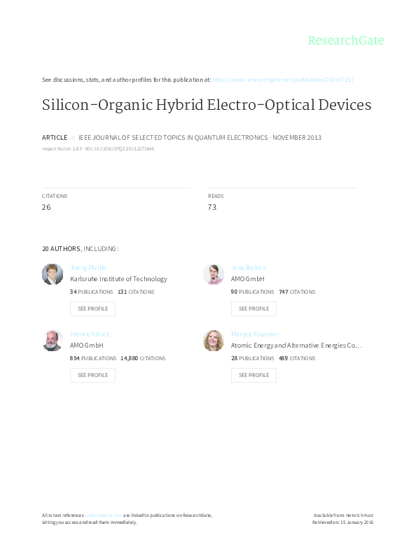 (PDF) Silicon-Organic Hybrid Electro-Optical Devices