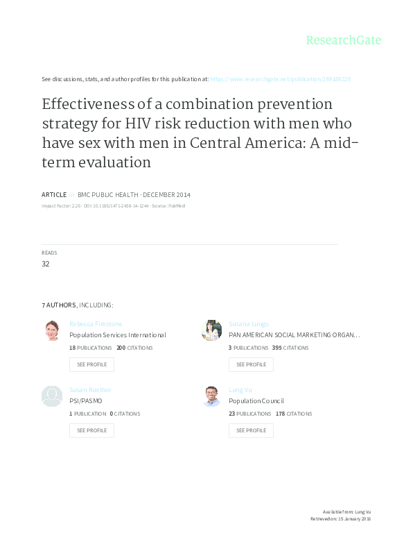 (PDF) Effectiveness of a combination prevention strategy for HIV risk ...