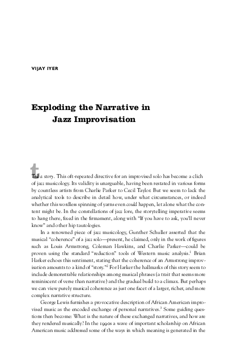 (PDF) Exploding the Narrative in Jazz Improvisation (2004)