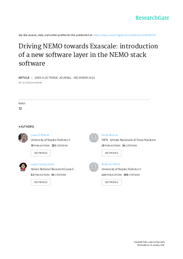 (PDF) Driving NEMO Towards Exascale: Introduction of a New Software ...