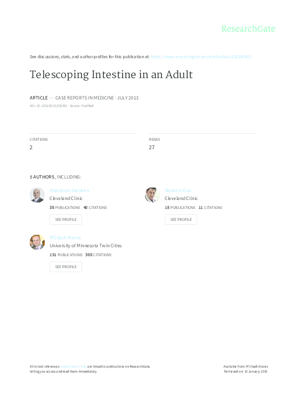 (PDF) Telescoping Intestine in an Adult