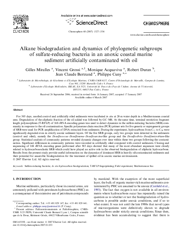 (PDF) Isolation of alkane-degrading bacteria from deep-sea ...