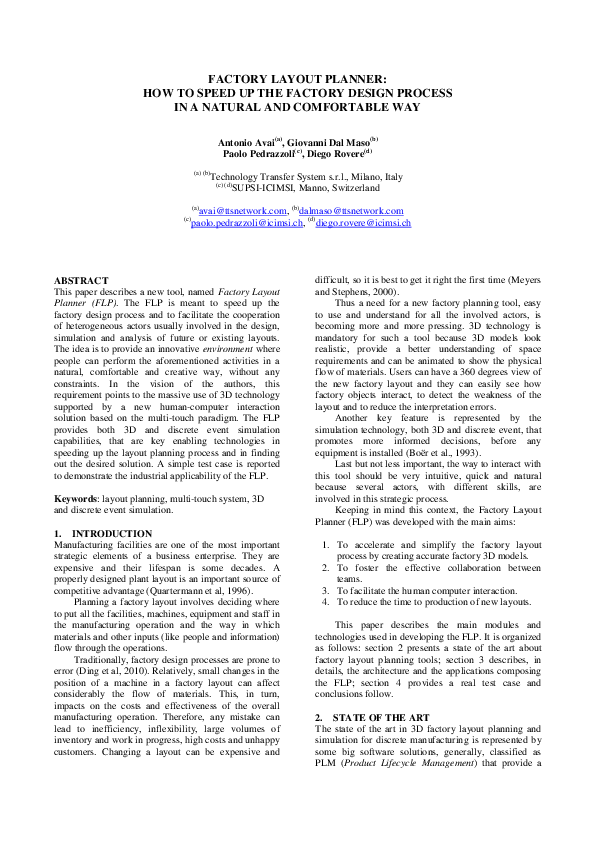 (PDF) “Factory Layout Planner: how to speed up the factory design ...