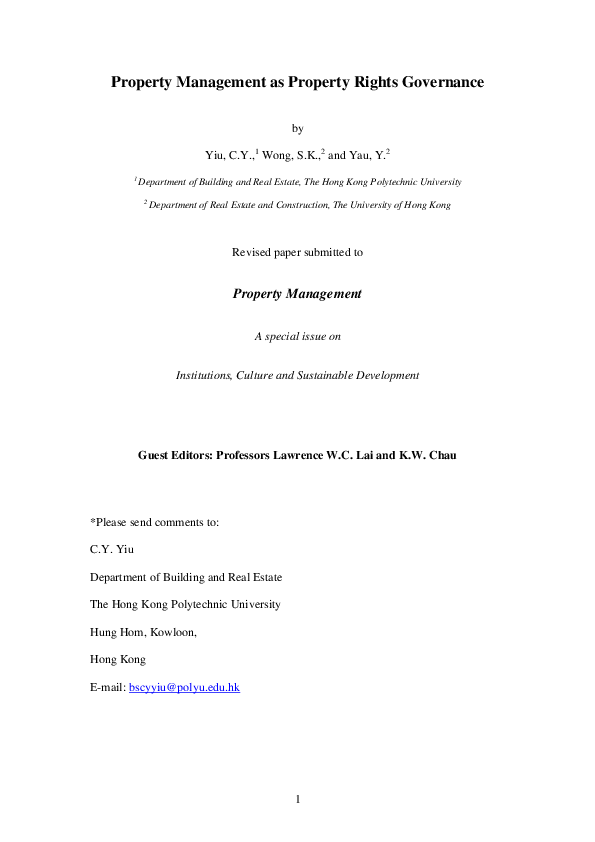 (PDF) Property management as property rights governance: Exclusion and ...