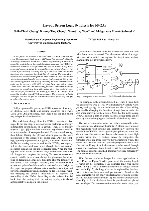 (PDF) Layout driven logic synthesis for FPGAs