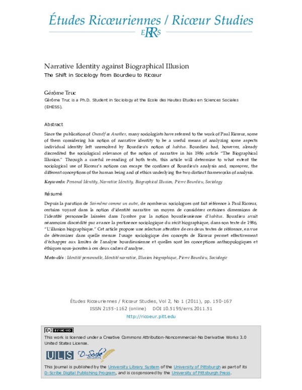 (PDF) Narrative identity against biographical illusion: the shift in ...