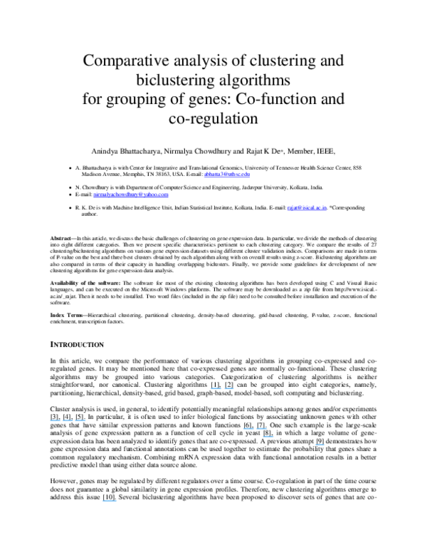 Pdf Comparative Analysis Of Clustering And Biclustering Algorithms