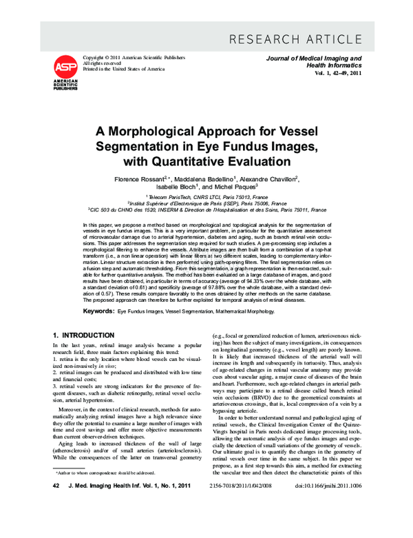 (PDF) A Morphological Approach for Vessel Segmentation in Eye Fundus ...