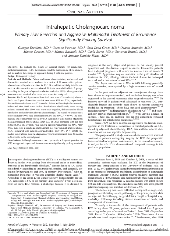 (PDF) Intrahepatic Cholangiocarcinoma