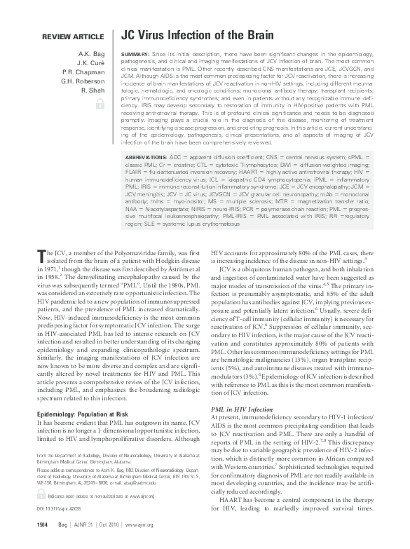 (PDF) JC Virus Infection of the Brain