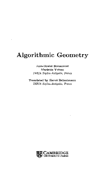 (PDF) Algorithmic Geometry