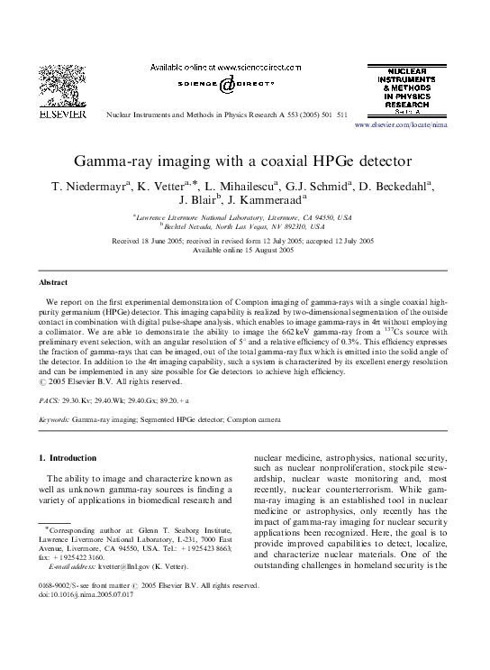 (PDF) Gamma-ray imaging with a coaxial HPGe detector