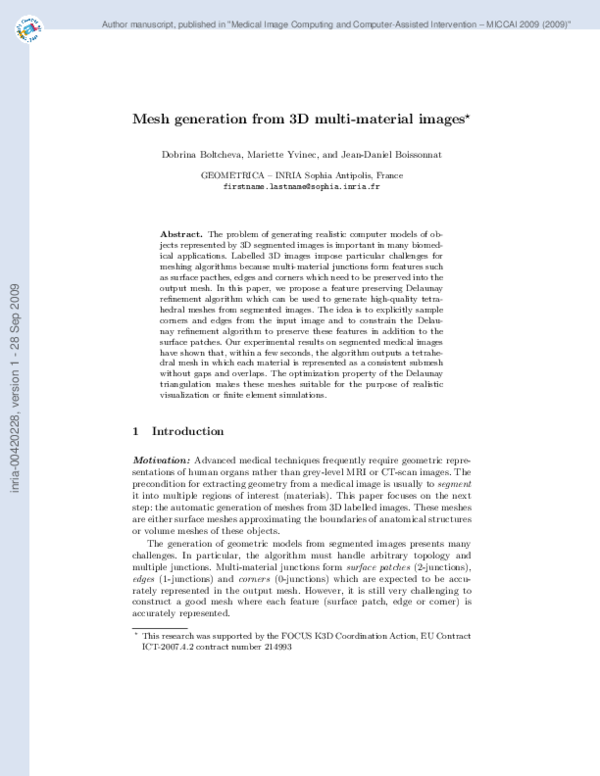 (PDF) Mesh Generation from 3D Multi-material Images