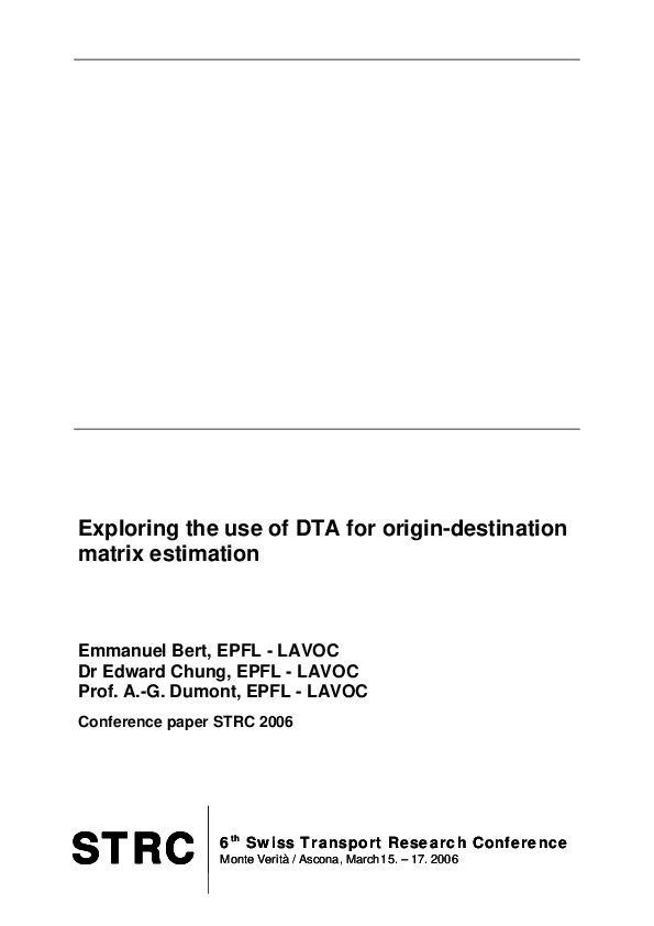 (PDF) Exploring the use of DTA for origin-destination matrix estimation