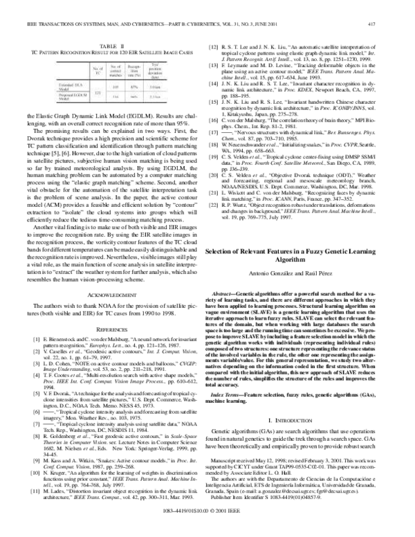 Pdf Selection Of Relevant Features In A Fuzzy Genetic Learning Algorithm