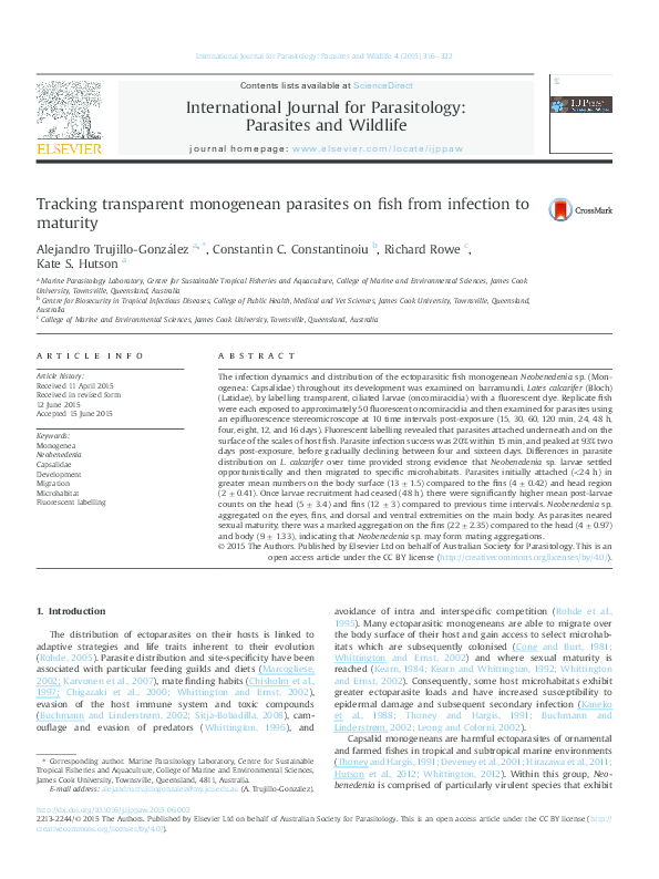 (PDF) Tracking transparent monogenean parasites on fish from infection ...