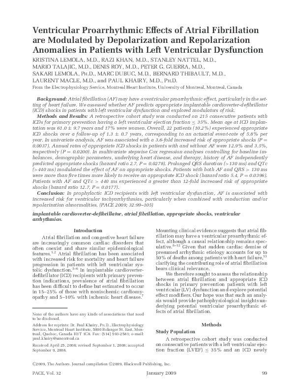 (PDF) Ventricular Proarrhythmic Effects of Atrial Fibrillation are ...