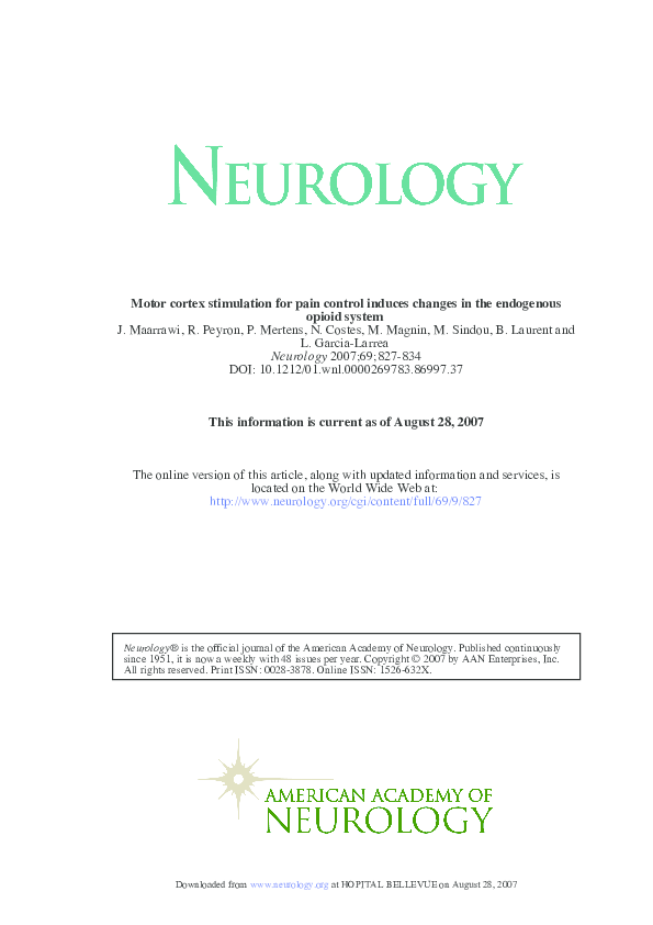 (PDF) Motor cortex stimulation for pain control induces changes in the ...