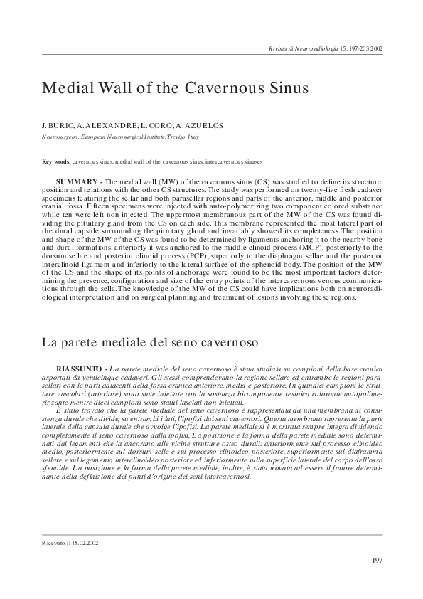 (PDF) Medial Wall of the Cavernous Sinus