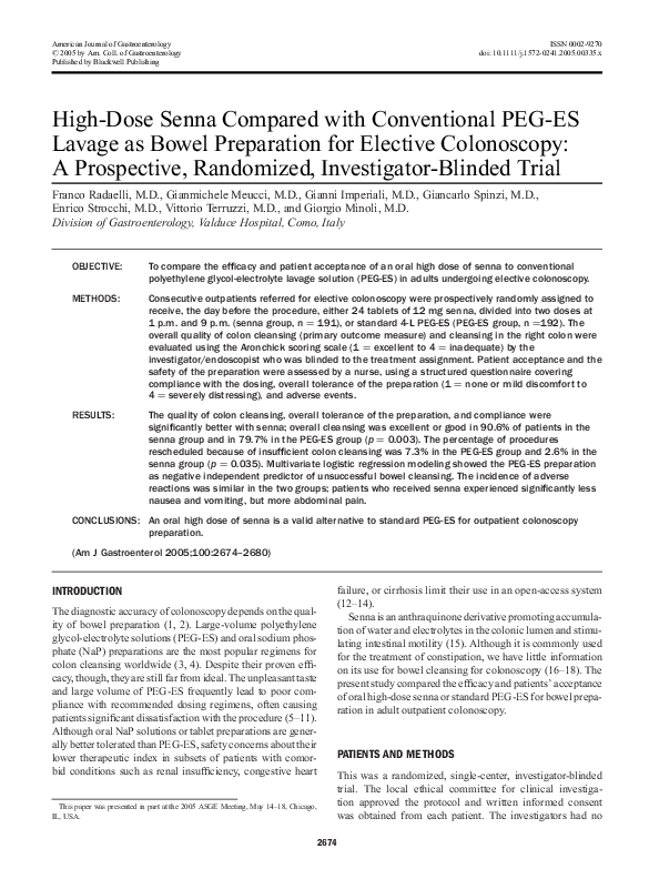 (PDF) Efficacy and Acceptability of High Dose Senna Compared with ...