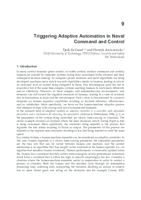 (PDF) Triggering Adaptive Automation in Naval Command and Control