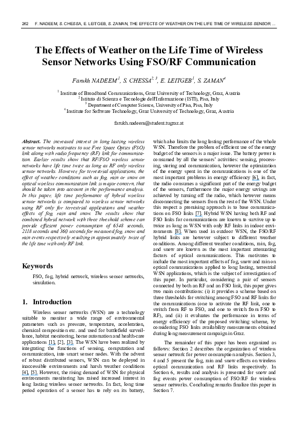 (PDF) The Effects of Weather on the Life Time of Wireless Sensor ...
