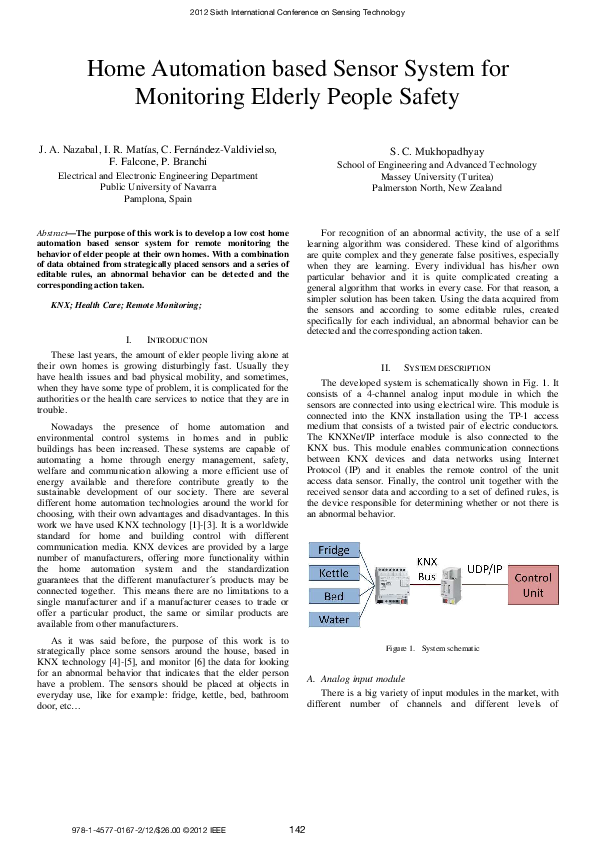 (PDF) Home automation based sensor system for monitoring elderly people ...