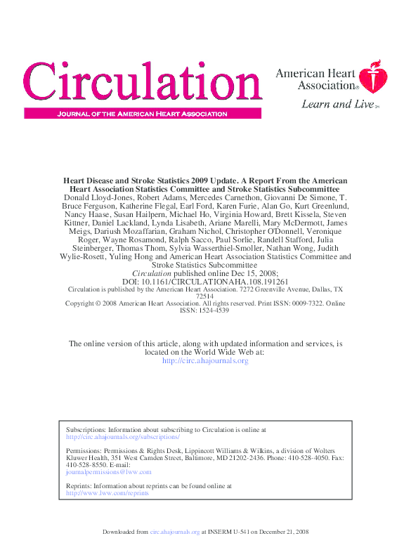 (PDF) Heart Disease and Stroke Statistics--2009 Update: A Report From ...