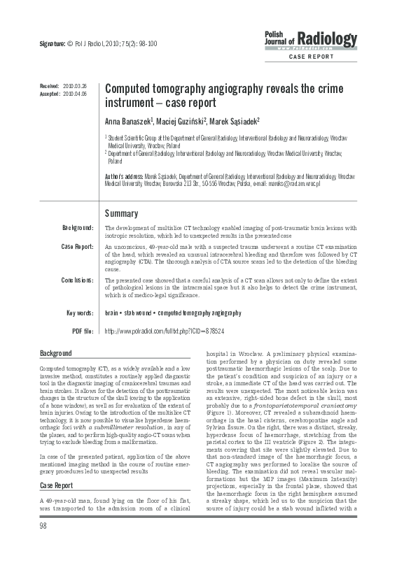 (PDF) Computed tomography angiography reveals the crime instrument ...