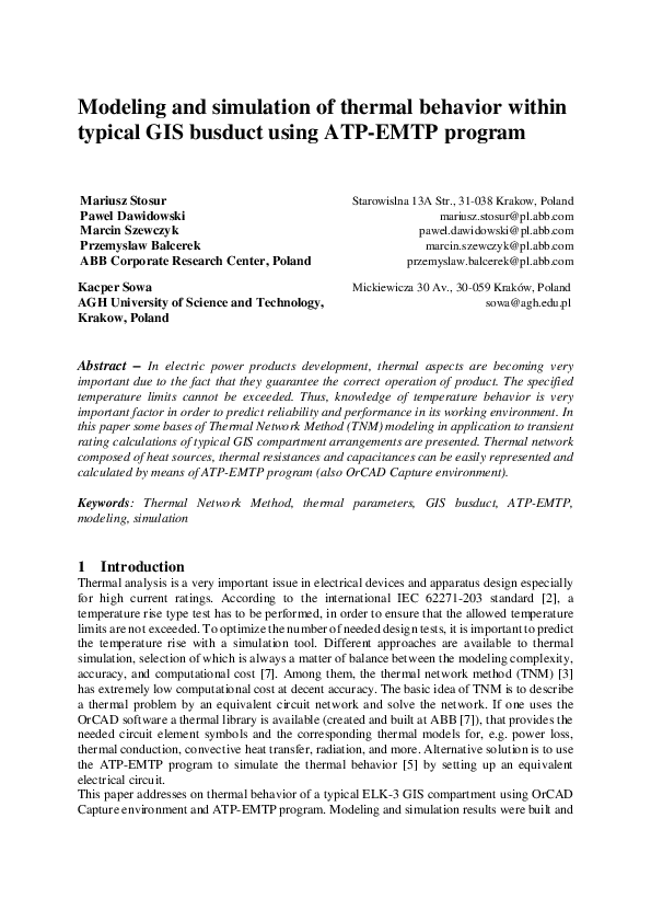 (PDF) Modeling and simulation of thermal behavior within typical GIS busduct using ATP-EMTP ...