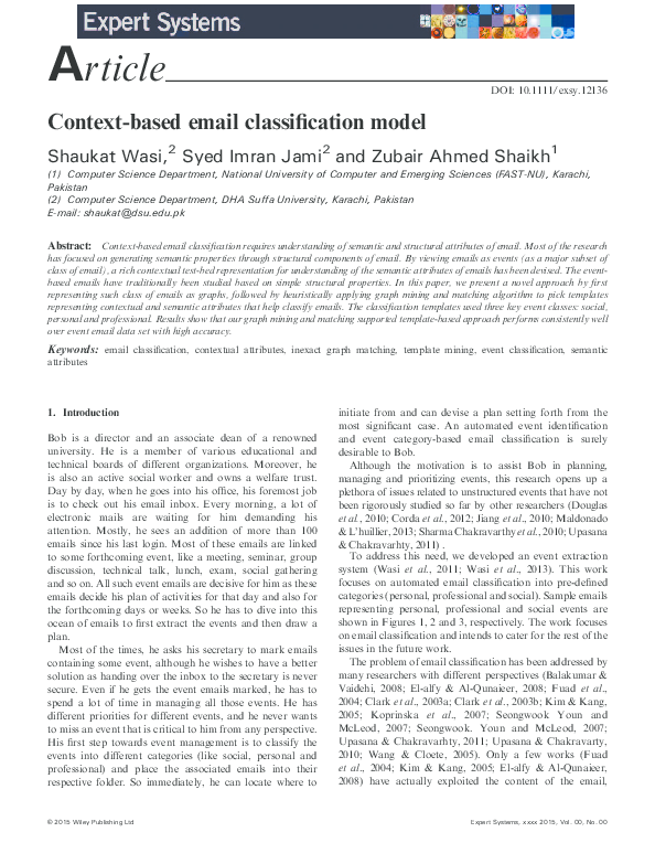 (PDF) Context-based email classification model