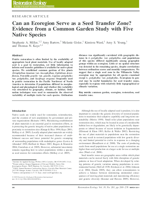 (PDF) Can an Ecoregion Serve as a Seed Transfer Zone? Evidence from a ...