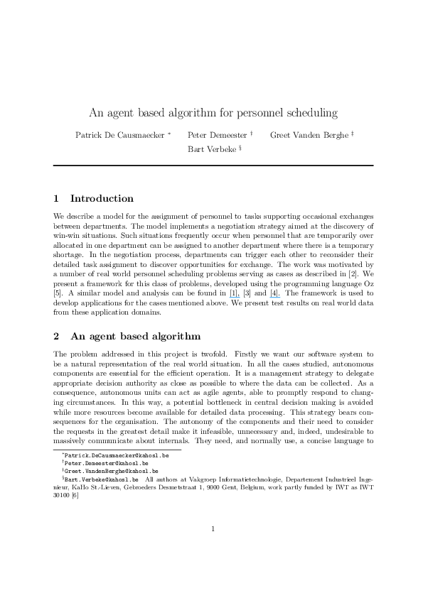 (PDF) An Agent Based Algorithm for Personnel Scheduling | Patrick Causmaecker - Academia.edu