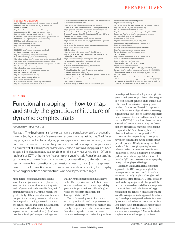 (PDF) Functional mapping — how to map and study the genetic architecture of dynamic complex traits