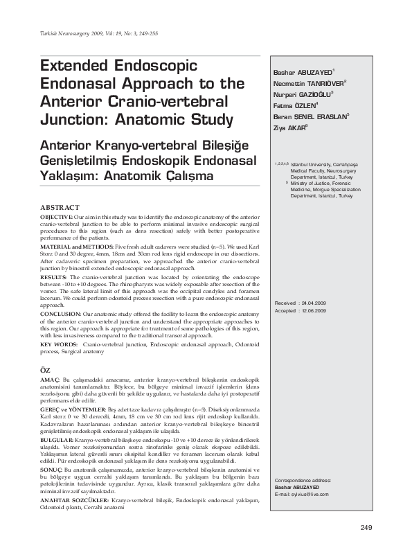 (PDF) Extended endoscopic endonasal approach to the anterior cranio ...