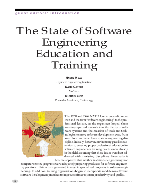 (PDF) The State Of Software Engineering Education And Training [Guest Editor's Introduction]