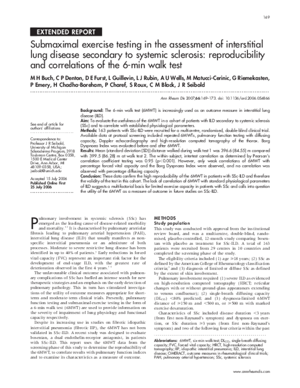 (PDF) Submaximal exercise testing in the assessment of interstitial ...