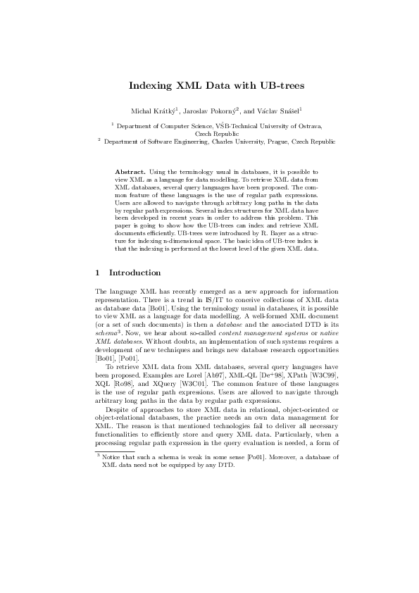 (PDF) Indexing XML data with UB-trees