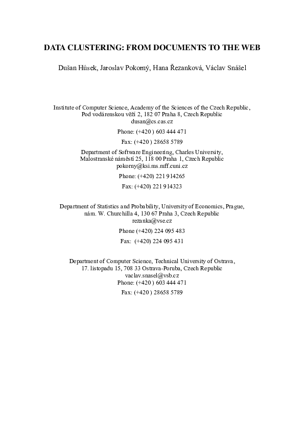 (PDF) Data clustering: From documents to the Web