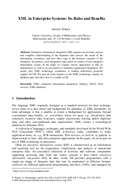 (PDF) XML in Enterprise Systems: Its Roles and Benefits