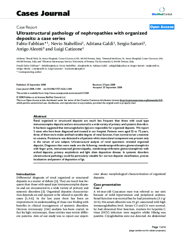 (PDF) Ultrastructural pathology of nephropathies with organized ...