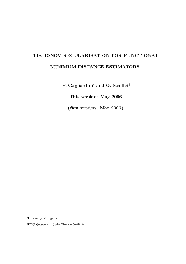 (PDF) Minimum distance estimators