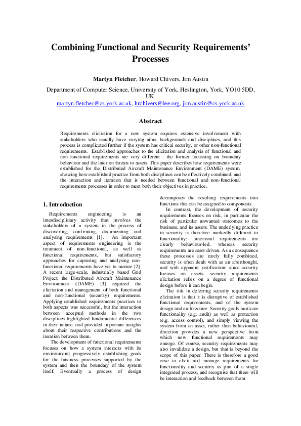 (PDF) Combining Functional and Security Requirements' Processes ...