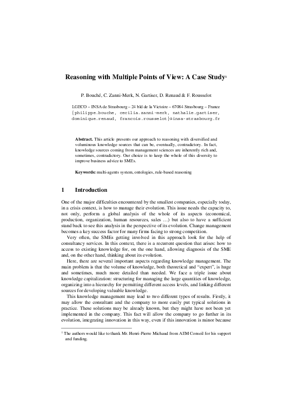 (PDF) Reasoning with Multiple Points of View: A Case Study