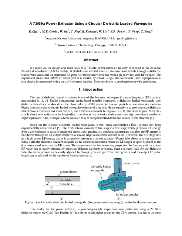 (PDF) A 7.8GHz Power Extractor Using a Circular Dielectric Loaded Waveguide