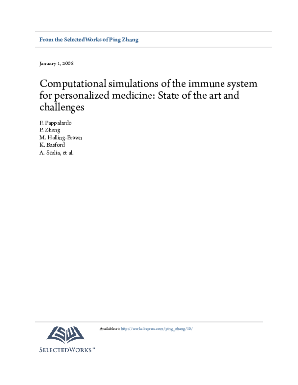 (PDF) Computational Simulations of the Immune System for Personalized Medicine: State of the Art ...