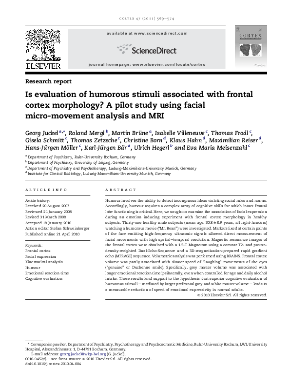 (PDF) Is evaluation of humorous stimuli associated with frontal cortex ...